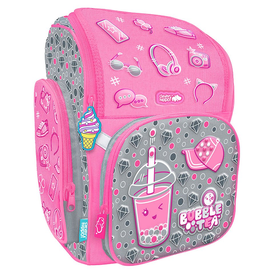 Balo Clever Hippo Fancy Boba đáng yêu BC1205 M Pink/Grey